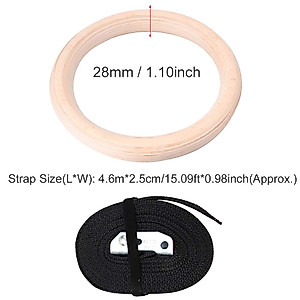 VGEBY Professional Gymnastic Rings Strength Training Birch Wooden Rings with Polyester Straps