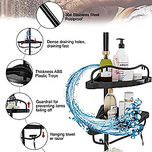 Corner Shower Caddy Tension Pole - Stainless Steel Rustproof Standing Shower Caddies Rack with 4 Tier Shelf for Bathroom Bathtub Organizer,54-114" Adjustable - Black