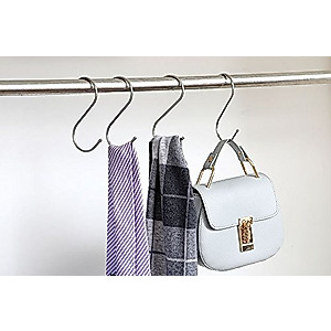 Large Round S Shaped Hooks Stainless Steel Hanging Hooks Set with 20 Hooks - Ideal for Pots, Pans, Spoons and Other Kitchen Essentials - Perfect for Clothing