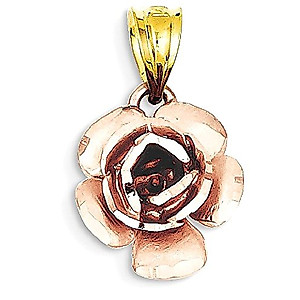 IceCarats 14K Two Tone Gold Rose Flower Necklace Charm Pendant Only