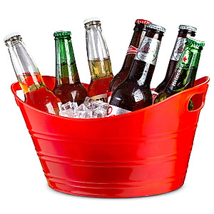 Zilpoo 24 Pack - Plastic Oval Storage Tub, Wine, Beer Bottle Drink Cooler, Parties Ice Bucket, Party Beverage Chiller Bin, Baskets, Colored