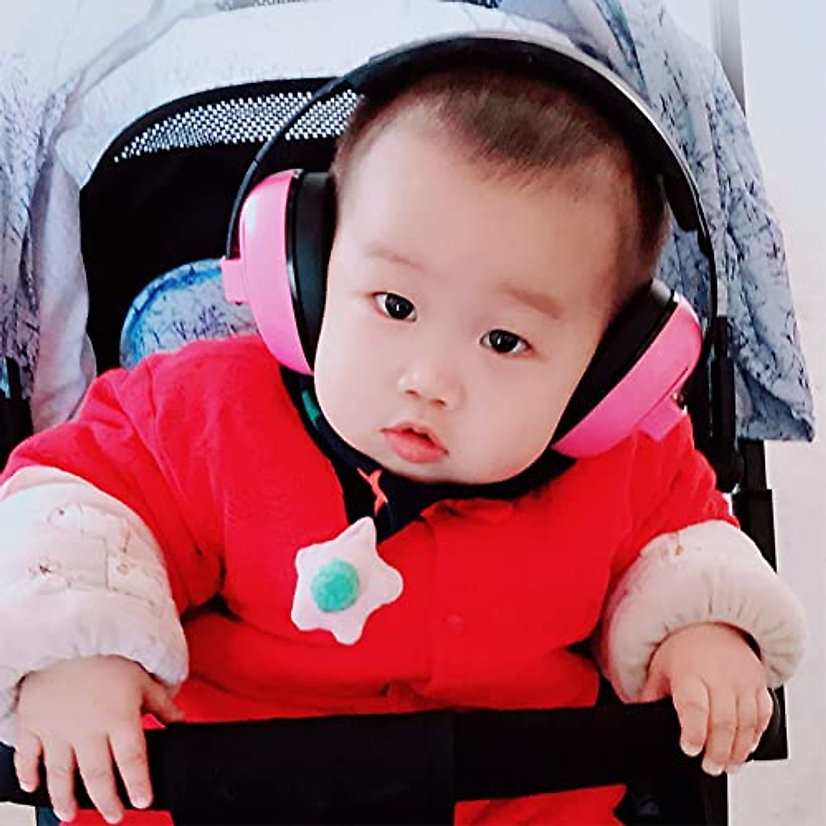 Rxsdeni Baby Noise Cancelling Headphones, Baby Ear Protection, Travel Baby Essentials, Kids Noise Reduction Hearing Protection Earmuffs for 0-3 Years Babies(Pink)