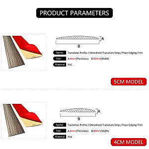 ZEYUE Transition Profile Floor Cover Strips Flooring Transition Strip Vinyl Door Bar Floor Edge Trim Laminate Floor Joining Strip Floor Strip Floor Bar Flat Divider Strip (100×5cm, Grey Wood Grain)