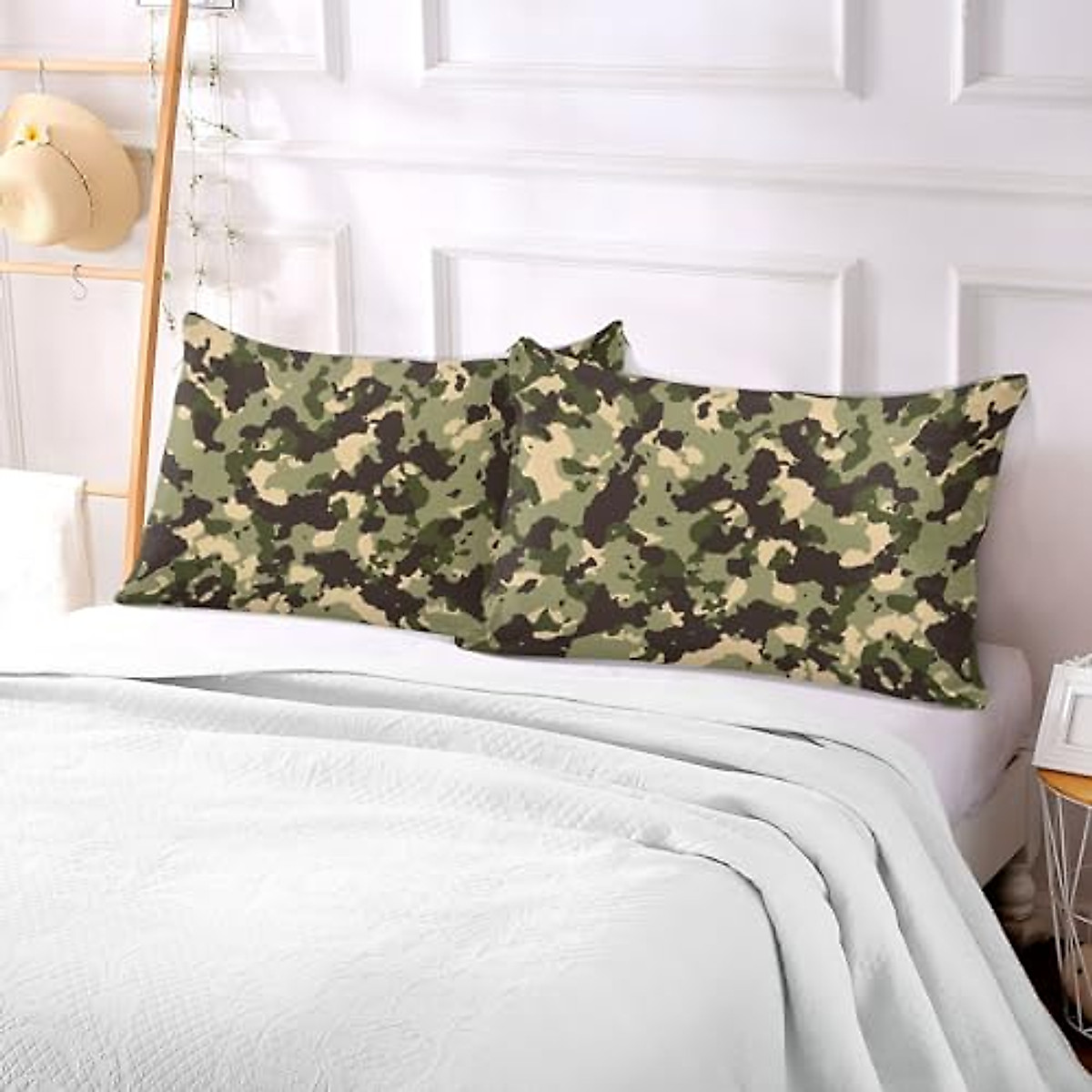 Camo Pillowcase for Hair and Skin Body Pillow Cover Long Body Pillow Case Cover 20"X 54" Super Soft Pillow Case with Zipper for Women Men