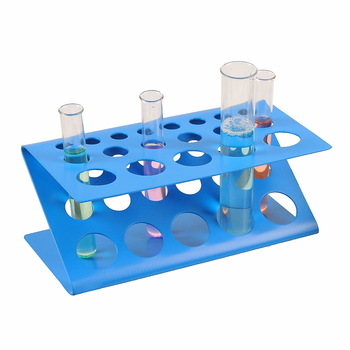 EISCO Test Tube Stand, Z Shape, Aluminum Sheet, Fits up to 18 Tubes in 3 Different Sizes (1", 0.75", 0.5")