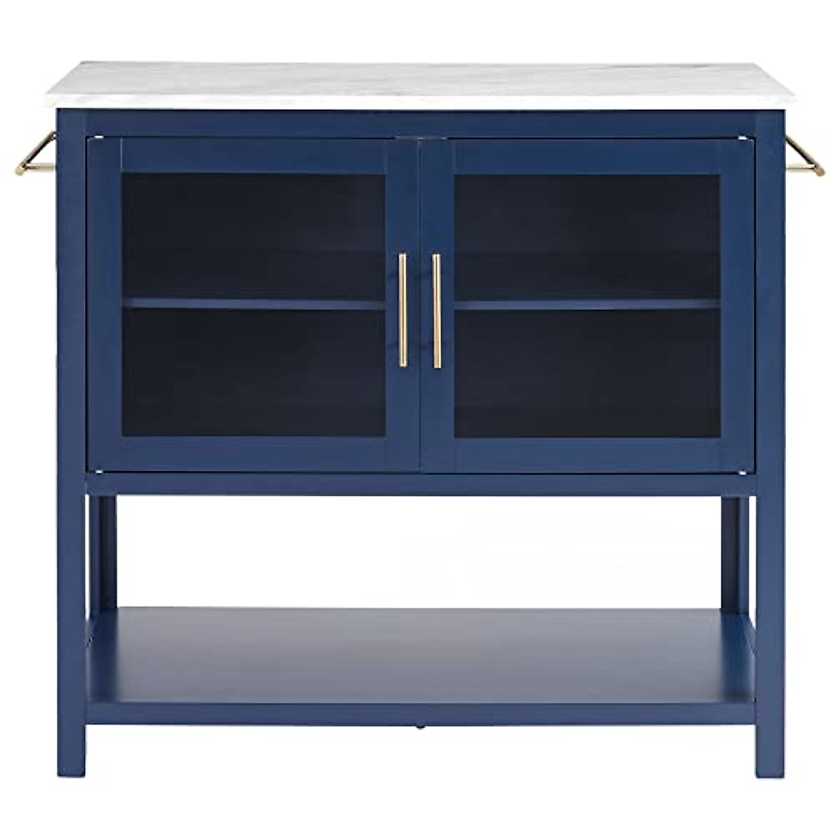Crosley Furniture Katrina Kitchen Island with Faux Marble Top, Navy