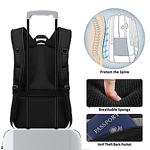 Large Travel Backpack, 40L TSA Flight Approved Travel Laptop Backpack for Men and Women, Anti Theft Water Resistant Business College Bag with USB Charging Port & Headphone Hole Fits 15.6 Inch Laptop