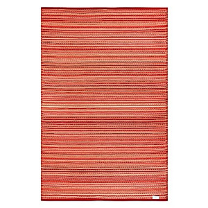 Lush Ambience Iris Outdoor Rug for Patios, Backyards, Decks, Porches, Picnic, Rv, Camping | Premium Plastic Straw Rug - Waterproof, Reversible, Fade Resistant (4'X6'-Red) Roll