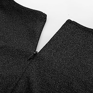 GRACE KARIN Glitter Long Sleeve V Neck Sparkle Wrap Dress Ruched Bodycon Dress Batwing Sleeve Black XXL