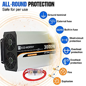 ECO-WORTHY 1000W 4KWH Solar Wind Power Kit: 1*400W Wind Turbine + 6*100W Solar Panel + 2*12V 100Ah Lithium Battery + 1*24V 3000W Inverter for Home/RV/Boat/Farm/Street Light and Off-Grid Appliances