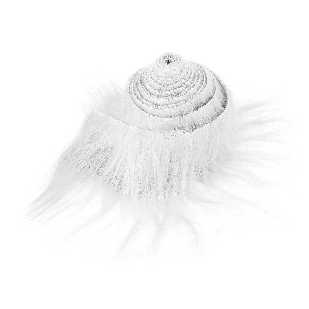 Shaggy Plush Faux Fur Fabric 2"x70"Fake Fur Fabric Black White Fur Decoration Faux Fur Ribbon Craft Fur for Gnomes Beard Hair Cosplay Decoration Crafts (White)