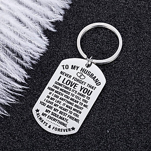 Aizza Beata Anniversary Husband Gifts Keychain from Wife Birthday Gift for Fiance Bridegroom Hubby My Soulmate My Everything Cute I Love You Gift Wedding Couple Gift for Him Men