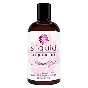 Sliquid Organics Water-Based Lube - Aloe Vera Leaf Infused with Organic Oils & Botanicals, Natural Lubricating Gel for Women/Men/Couples, Unscented, 8.5 Fl Oz