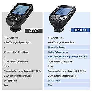 Godox XProII-C TTL Wireless Flash Trigger Transmitter Compatible for Canon Cameras,2.4G 1/8000s HSS,Bluetooth Connection,New Hotshoe Locking,16 Groups and 32 Channels