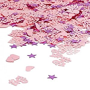 It's a Girl Table Sequins Pink Baby Footprint Star Table Confetti for Baby Shower Decorations Baby Birthday Party Supplies(1.6 oz/45 g)