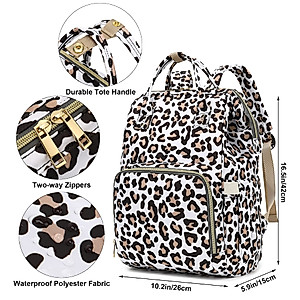 Yusudan Leopard Diaper Bag Backpack for Baby Boys Girls, Waterproof Large Nappy Bags for Mom & Dad