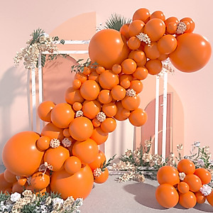 CACOLULU Orange Balloons Garland Arch - 120Pcs 18+12+10+5 Inch Orange Balloons Different Sizes as Sunflower Party Decorations, Halloween Balloons Orange Balloon Arch Kit for Little Cutie Baby Shower