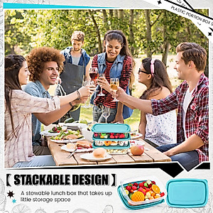 Qinyoung 18 Pcs 33 Oz/ 4 Cups Plastic Food Storage Containers with Lids Portion Box Sets with Cover Stackable Plastic Containers with Lids Microwave Freezer Dishwasher Safe(Blue)