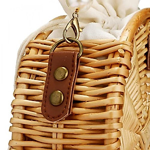 Round Rattan Bag, Pearl Purse, Summer Tote Bag, Top Handle Handbag, Beach Bag Purse for Women, Top Handle Handbag