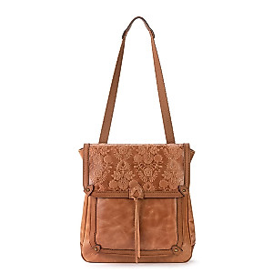 the sak womens Ventura Leather Convertible Backpack, Tobacco Floral Embossed Ii, One Size US