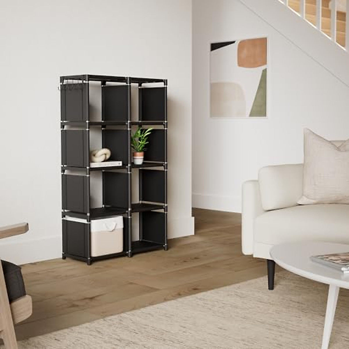 Mavivegue 8 Cube Book Shelf Organizer - Tall Black Cube Shelf with Cubbies for Bedroom, Living Room, Office