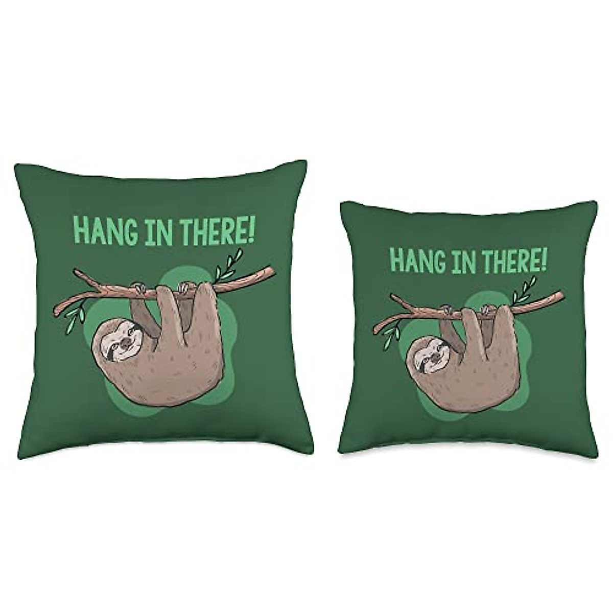 Motivational Sloth T-Shirts & Gifts Hang in There Cute Motivational Sloth Get Well Soon Throw Pillow, 18x18, Multicolor