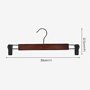 Wooden Pants Hangers Non Slip Grip Clips 360° Swivel Hook Solid Wood (13 inch) TPAG102910