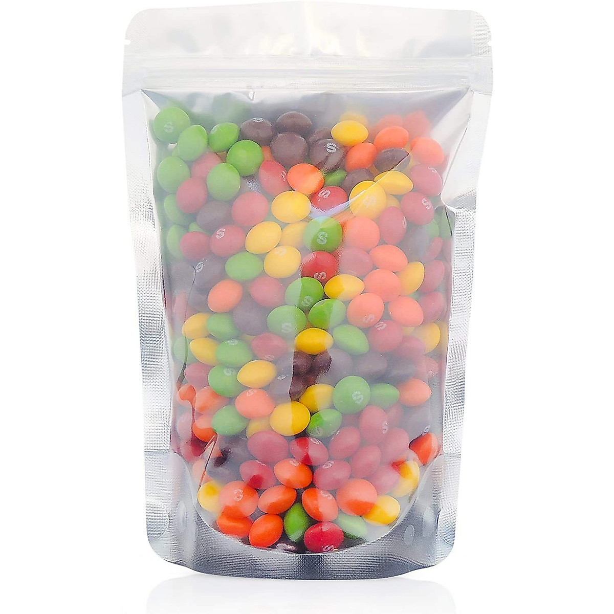 Stand Up Pouch Bags, 6" x 9", Heavy Duty, 100 Pack, Clear Front with Aluminum Foil Back - Resealable Ziplock and Heat Sealable for Food Storage