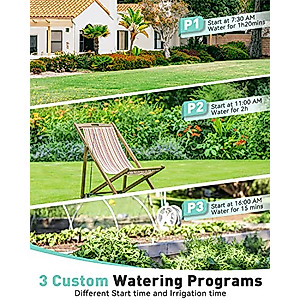 RAINPOINT Sprinkler Timer, Hose Timer with 3 Individual Programs, Water Timer for Garden Hose Faucet, Programmable Automatic/Manual Irrigation System, for Specific Days or Daily Outdoor Lawn Watering