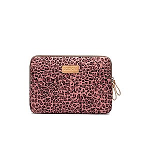 XSKN Leopard Spot Canvas Fabric Zipper Laptop Sleeve Case Cover for All 13 14 15 inch Computers, Bag MacBook Air Pro Retina Laptops Notebook (13 inch, for 13.3 Laptop), Pink