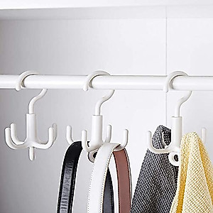 LIUHE 3 Pack Hangers for Closet, 4 Claws 360 Degree Rotatable, 6.3 Inches Large Size Twirl Stackable Hooks Tie Racks for Scarves Belts Ties Clothes Bags Shoes Scarf Closet Organizer Closet Storage