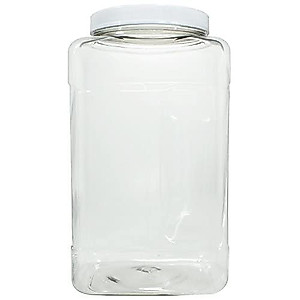 JUVITUS 1 Gallon / 128 oz / 4 Quart Square Storage Refillable PET Plastic (BPA Free) Container Jar
