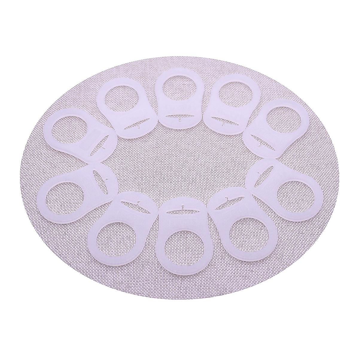 Sutoyuen Soft Silicone Adapter Rings Baby Pacifier Clips Holders for Button Style Dummy Soother Teething Ring (White) 10pcs …