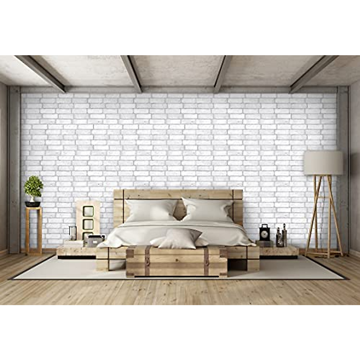 Retro-Art 3D Wall Panels, Pack of 10, Old Brick in White, PVC, 17.5" x 23.75", Cover 28.86 sq.ft. 571OG