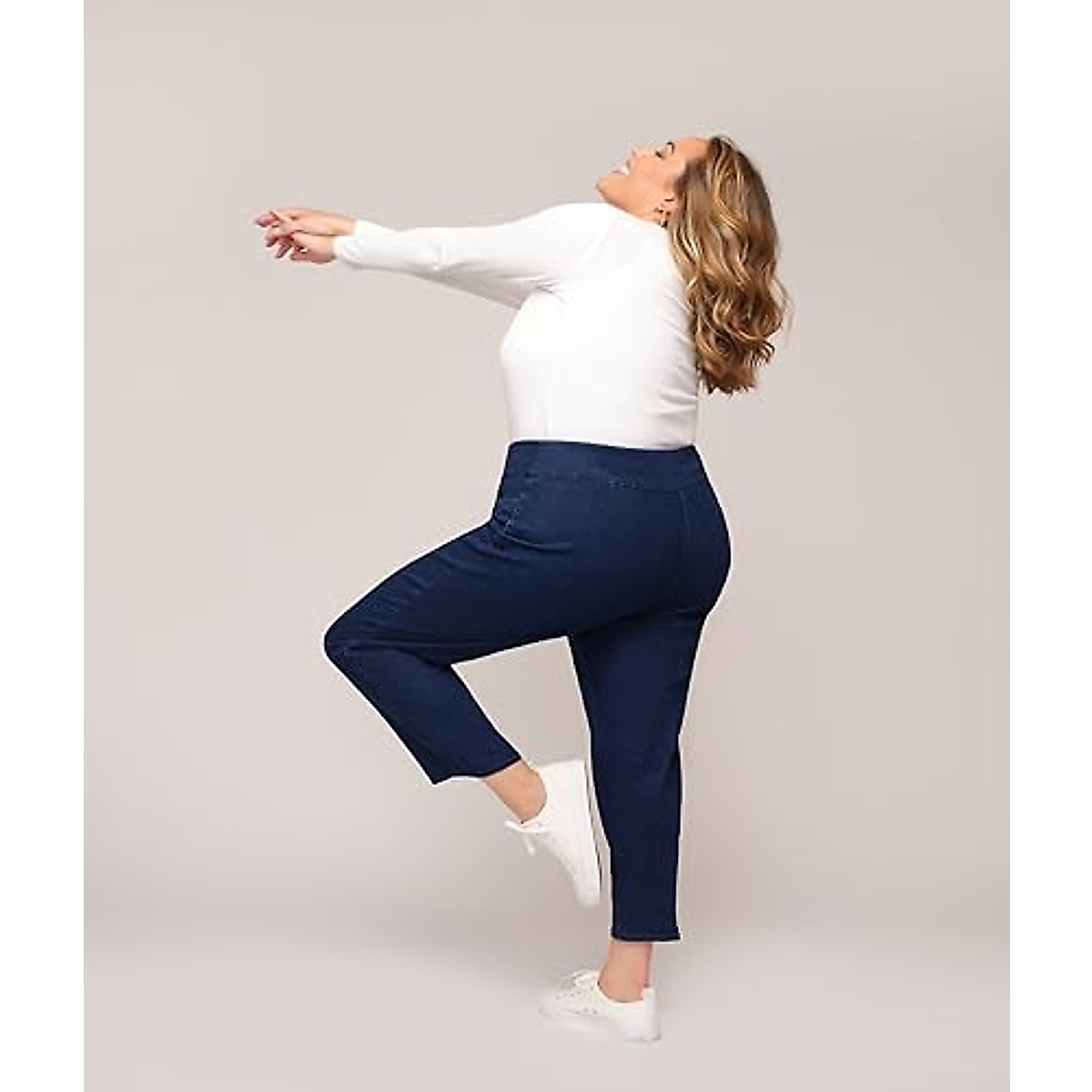 Alfred Dunner Womens Plus-Size Super Stretch Mid-Rise Average Length Pant, Medium Denim, 18W