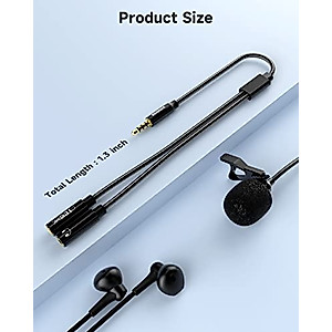 ZOOAUX 3.5mm Combo Audio Adapter Cable with Separate Mic and Audio Headphone Connector for PS4,PS5,Xbox One S,Nintendo Switch,Tablet,Mobile Phone,PC Gaming Headsets and New Version Laptop 13 Inch