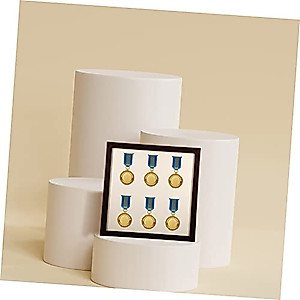 CLISPEED Box Medal Display Frame Wood Coat Hangers Multifunctional Storage Box Wood Frames Badge Displaying Container Pin Collectors Display Case Race Medal Wood Family Picture Holder Gem