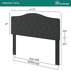 YITAHOME Upholstered Headboard, Linen Tufted Upholstered Headboard with Diamond Tufted, Headboards for Full/Queen Size Bed - Grey