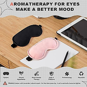2 Packs Heated Eye Mask for Dry Eyes, Microwave Activated Moist Heat Therapy Compress Dry Eye, Warm Eye Mask for Dark Circles and Puffiness, Natural Therapy Cassia Lavender Eye Mask Black+ Pink