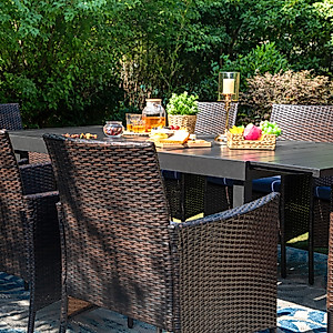 PHI VILLA Patio Wicker Chair Set of 2, Outdoor Modern PE Rattan Armchair with Removable Cushions for Deck, Porch, Balcony