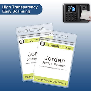 Fushing Pack of 50 Clear Plastic Vertical Badge Holders, Name Tag Holders, Card Holders (S)