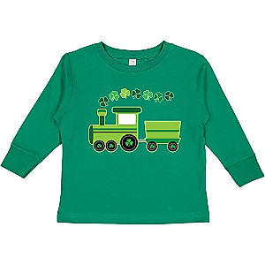 inktastic St Patricks Irish Shamrock Train Toddler Long Sleeve T-Shirt 2T Kelly Green 3469c