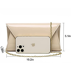 MUDUO Women Patent Leather Fashion Clutch Purses Evening Bag Handbag (NUDE)