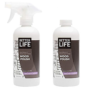 BETTER LIFE Wood Furniture Polish - Wood Cleaner & Dusting Spray for Tables, Banisters or Floor - Great Wood Seasoning for Old Wooden Cabinet, Antique Restorer - 16oz (2Pack) Cinnamon & Lavender