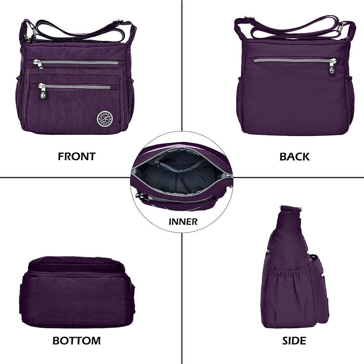 LassZone Nylon Crossbody Bag for Women Multi Pocket Casual Messenger Bag Lightweight Shoulder Handbag Ladies Waterproof Travel Purse