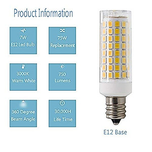 SZHZS E12 LED Light Bulb, Dimmable E12 Candelabra Base Light Bulbs, 70-75W Equivalent 750 Lumens, 4 Packs for Chandelier, Ceiling Fan, Desk Lamp (Warm White)