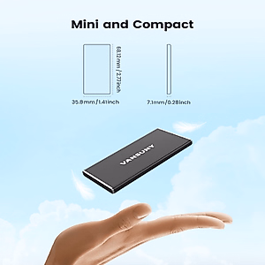 Vansuny 250GB Portable External SSD, USB 3.1 Gen2 430MB/s High-Speed Data Transfer, Metal USB C Mini Portable External Solid State Drive for PC, Laptop, Phones and More