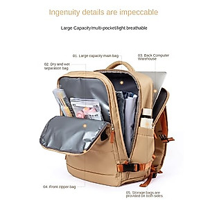 MOYYI Carry on Backpack Anti-theft women Hiking Backpack with Shoe Compartment Travel Backpack Casual Daypack Backpacks (Khaki)