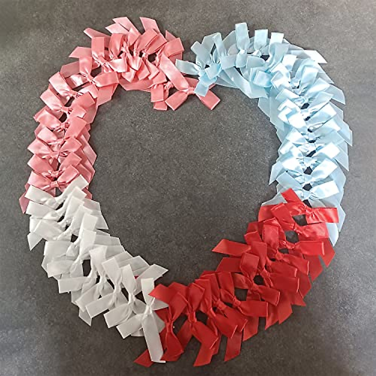BeiLeiNiceHK 50 Pack Pink Twist Tie Bow, Pre Tied Bows,Christmas Satin Twist Tie Bows for Treat Bags,Packaging Bows for Candies and Apples, Pretied Ribbon Bows for DIY Decorations,Treat Bows