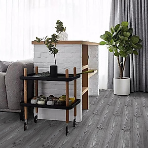 NUFLR Peel and Stick Floor Tile, Vinyl Flooring Natural Grey Wood, Easy to Install and Removable for Update Bathroom Kitchen RV (6 X 35In, 10 PCS)……